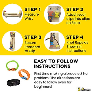 3 Bees & Me Paracord Bracelet Kit for Boys & Girls - Complete DIY Friendship Bracelet Maker Set with Jig Loom & Paracords for Kids, Tweens & Teens