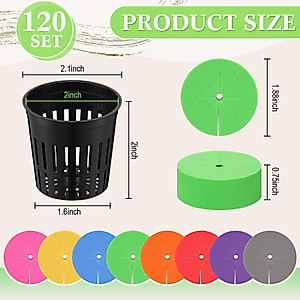 Layhit 120 Sets Clone Collars Neoprene Cloning Collar Inserts 8 Colors 2 Inch Net Pots for Hydroponics Net Cup Pots Hydroponic pots Seed Germination kit for Net Pots Hydroponics Aeroponics