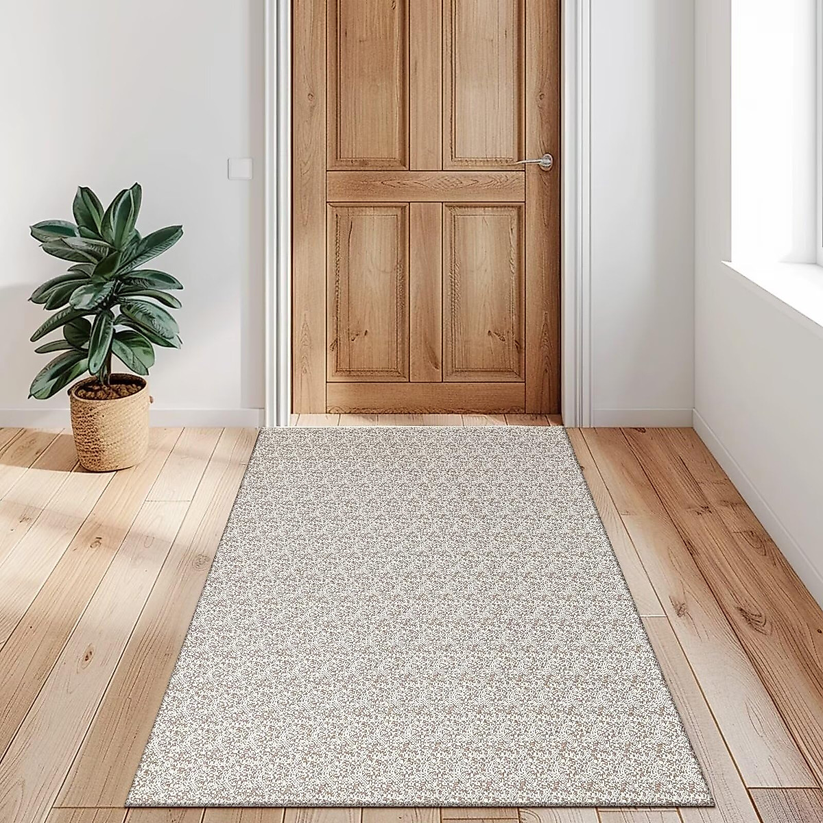 Area Rugs 3x5 Bedroom Rugs Washable Non-Slip Rubber Backed Farmhouse Cotton Woven Throw Rugs Low Pile Floor Carpet Bohemian Indoor Rug for Entryway, Kitchen, Living Room, Tan Cream