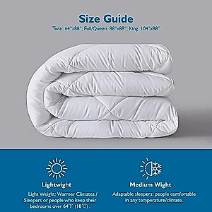 Dafinner Lightweight Full Queen Bed Comforter, Cooling All-Season Duvet Insert, White Plush Bio-Base Down Alternative Quilt Bed Blanket for Summer Warm Weathers/Hot Sleepers
