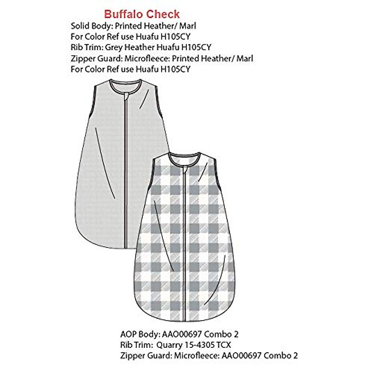 Amazon Essentials Unisex Babies' Microfleece Sleep Sack, Pack of 2, Grey/Light Grey Heather, Buffalo Check, 6 Months