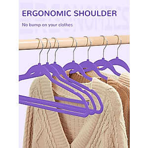 HOUSE DAY 60 Pack Plastic Hangers, Purple Hangers Extra Wide with 360°Swivel Hook, Space Saving Hangers for Bedroom Closet, Shirts, Pants, Heavy Duty Hangers Enough for Coat, Suit