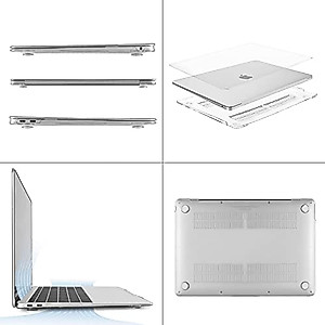 MOSISO Compatible with MacBook Air 13 inch Case 2022, 2021-2018 Release A2337 M1 A2179 A1932 Retina Display Touch ID, Plastic Hard Shell&Keyboard Cover&Screen Protector&Storage Bag, Transparent