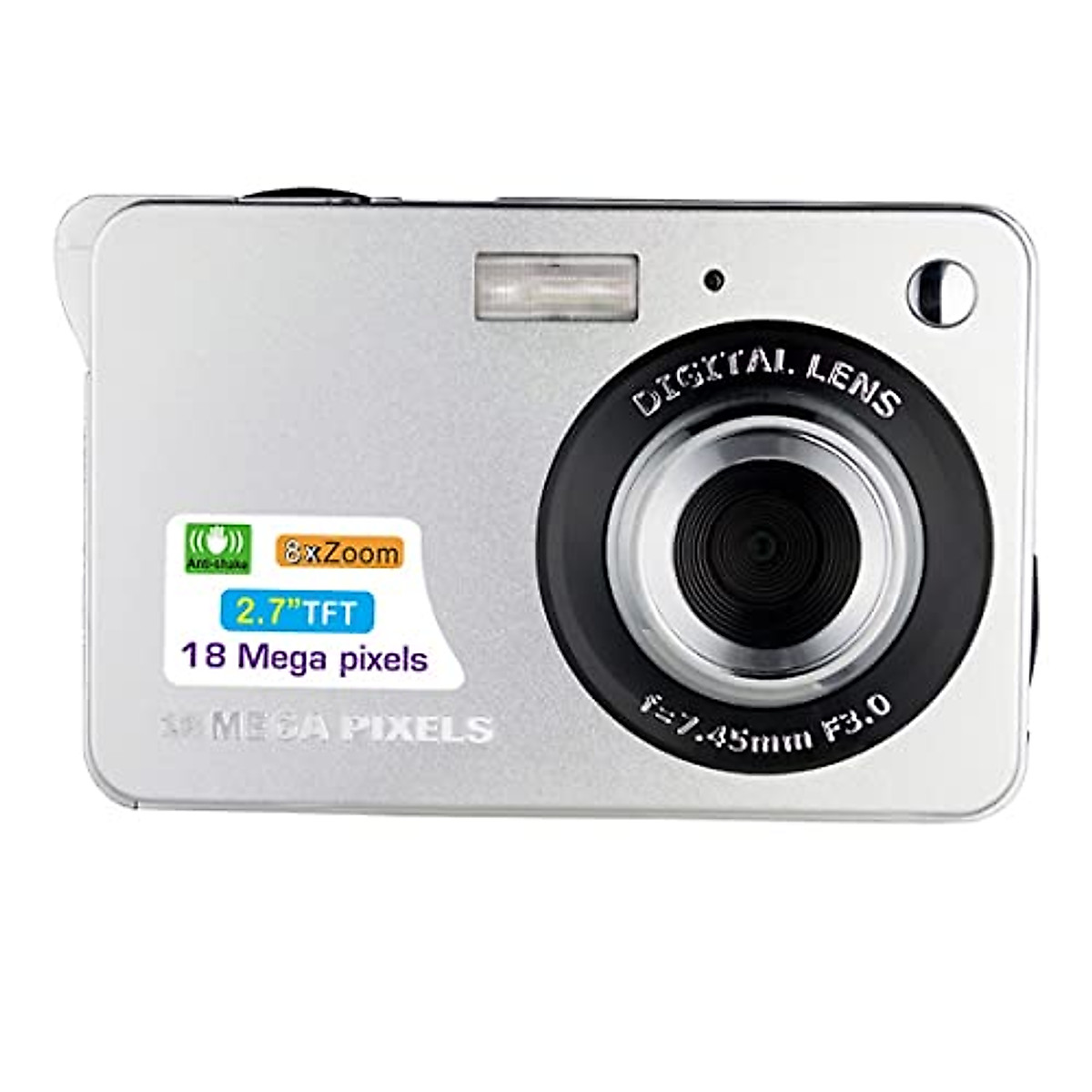 LINXHE Digital Camera 2.7 inch HD Camera Compact Camera Pocket Camera,8X Digital Zoom Rechargeable Small Digital Cameras for Kids,Beginners (Color : Silver)
