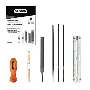 Oregon Universal Chainsaw Field Sharpening Kit - Includes 5/32-Inch, 3/16-Inch, and 7/32-Inch Round Files, 6-Inch Flat File, Handle, Filing Guide, and Travel Pouch (617067)