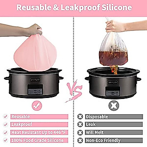 3 Pack Slow Cooker Liners Leakproof Newly upgraded, Easy Clean Crock Pot Liners Reusable Silicone bag liners Fit 6-8 Quarts Oval or Round Pot