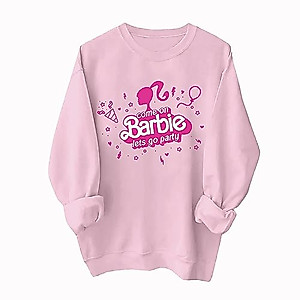 ANNAPU Come On Let's Go Party Sweatshirt Women Trendy Girls Shirt Cute Bachelorette Pullover Fall Casual Holiday Tops Pink