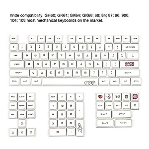 Yoidesu 118 Keys PBT Keycaps, Oil Resistant XDA Cartoon Keycap for General Mechanical Keyboard Gaming Keyboard Keycap with Shaft Puller(White)