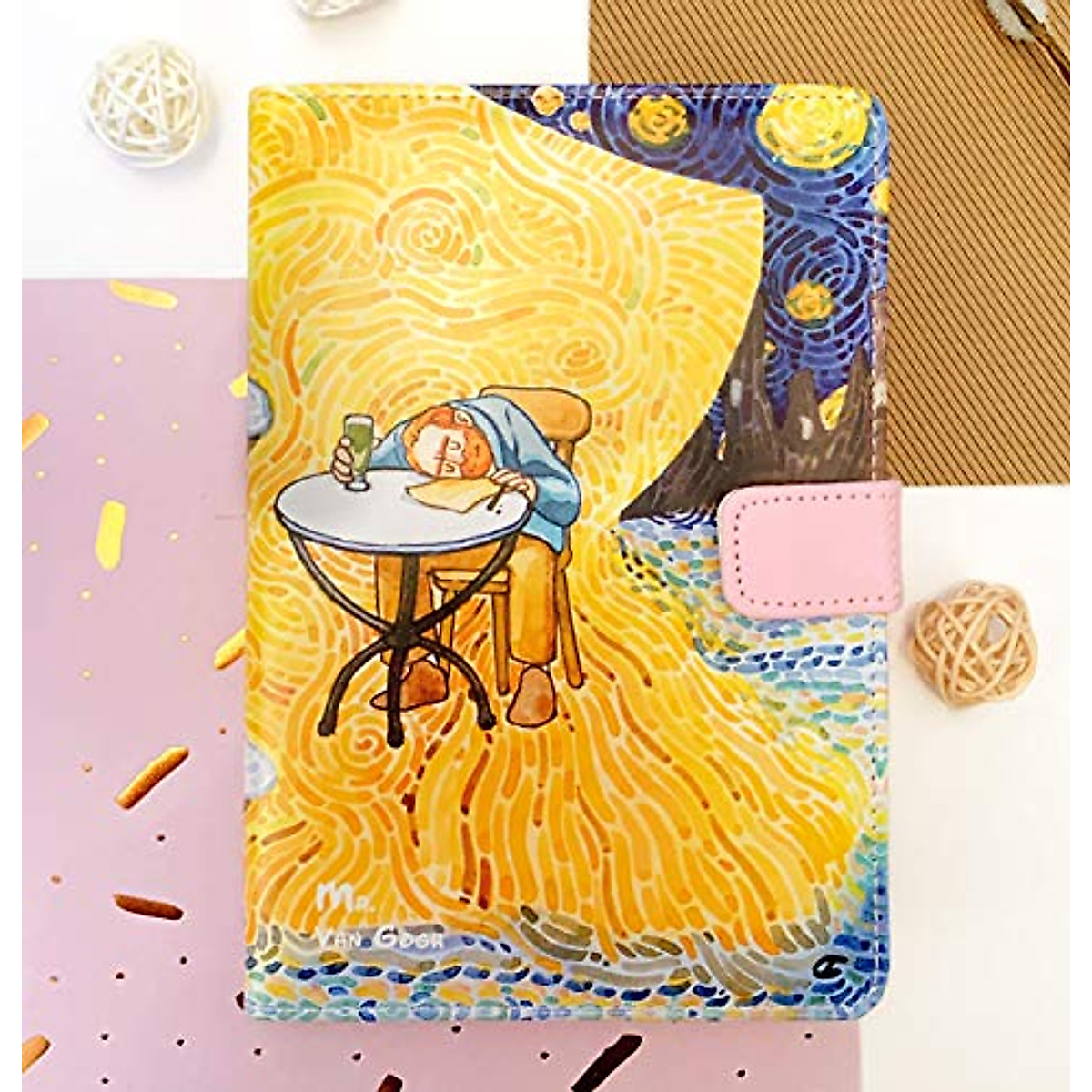 Van Gogh Notebook with Undated Calendar for 12 months, Kawaii Planner, Cute Notebook, Colorful Journals for Women, Premium Quality Paper, A5