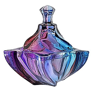 CHOOLD Luxury Colorful Star Shaped Crystal Candy Jar with Lid,Clear Glass Apothecary Jar Wedding Candy Buffet Jar Food Jar (14oz)