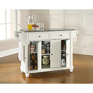 Crosley Furniture KF30003DWH Cambridge Kitchen Island with Solid Grey Granite Top, 52", White