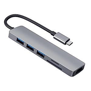 WJCCY Type-C Hub to HDMI-Compatible Adapter 4K 3 USB C Hub with TF Security Digital Reader Slot for MacBook Pro
