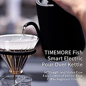 TIMEMORE Electric Gooseneck Kettle, Pour Over Coffee Kettle, Electric Kettle with Temperature Control for Coffee & Tea, 0.8L, Stainless Steel, Matte Black Fish Smart Kettle, 1350w