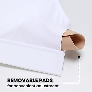 CRZ YOGA Butterluxe Womens Y-Back Racerback Sports Bra - Spaghetti Straps Wireless Scoop Neck Athletic Padded Yoga Tops White Medium