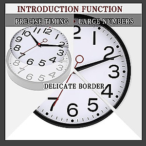QWANPET Wall Clock,9 Inch Modern Wall Clocks,Quality Quartz Silent Non Ticking Wall Clock, Decor Wall Clocks for Office, Home, Bathroom, Kitchen, Bedroom, School, Living Room(Black)