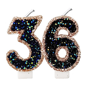 2.8" Blue Black Glitter Number Candles-Many Colors 36th 63rd Birthday Gifts Birthday Decorations Birthday Candles Numbers Happy Birthday Candles for Cake 2 Candle for Women for Men (Blue Black)