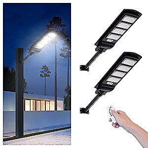 Bryopath Solar Street Lights Outdoor【2 Pack】, Parking Lot Lights 600W, 24000LM Motion Sensor Dusk to Dawn Lights Outdoor Street Lights with Remote Control for Home Park Garage Garden Yard