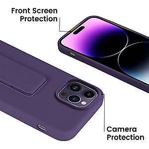 LAUDTEC Silicone Kickstand Case Compatible with iPhone 14 Pro Max, Flexible Soft Liquid Silicone Stand Case for iPhone 14 Pro Max (Deep Purple)