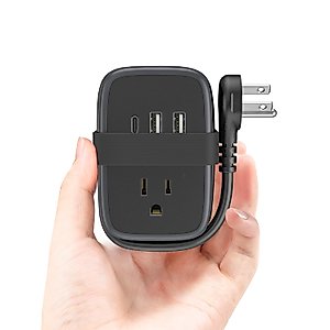 Travel Power Strip with USB C Port, NTONPOWER Small Power Strip with Flat Plug,Multi Plug Travel Extension Cord Portable Power Strip with 2 Outlets 3 USB (1 USB C), for Cruise Travel Home Essentials