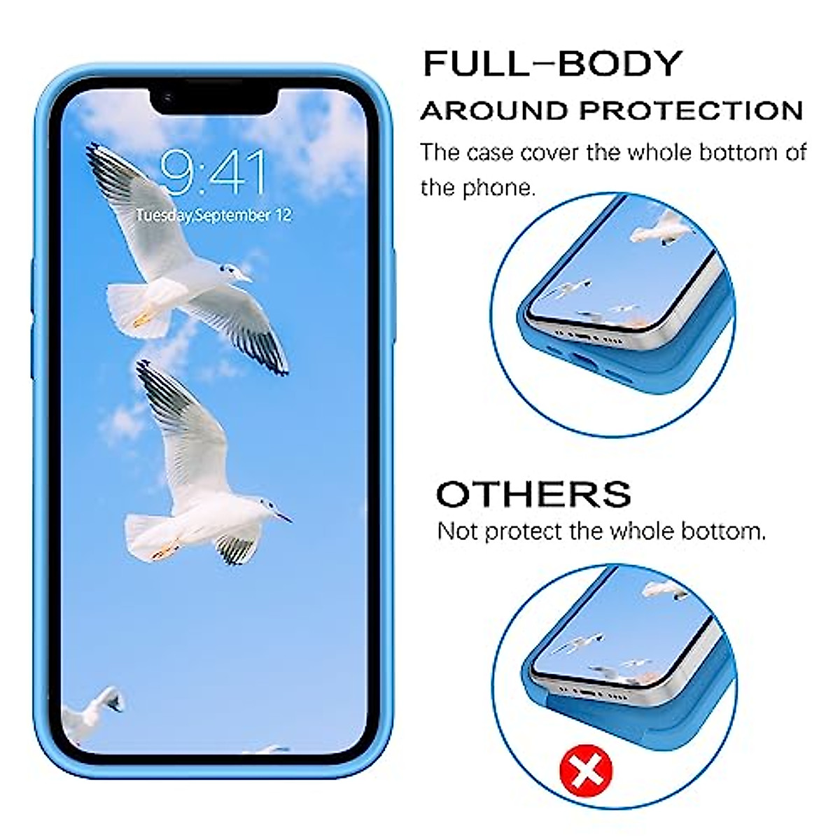 BENTOBEN iPhone 13 Mini Case, iPhone 13 Mini Phone Case, Slim Fit Liquid Silicone Soft Gel Rubber Anti-Scratch Shockproof Phone Cover with Microfiber Lining for iPhone 13 Mini 5.4", Blue