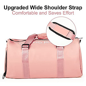 YSSOA Gym Bag for Women and Men, Waterproof Duffel Bag Shoes Compartment, Lightweight Carry, Pink, 19 Inch