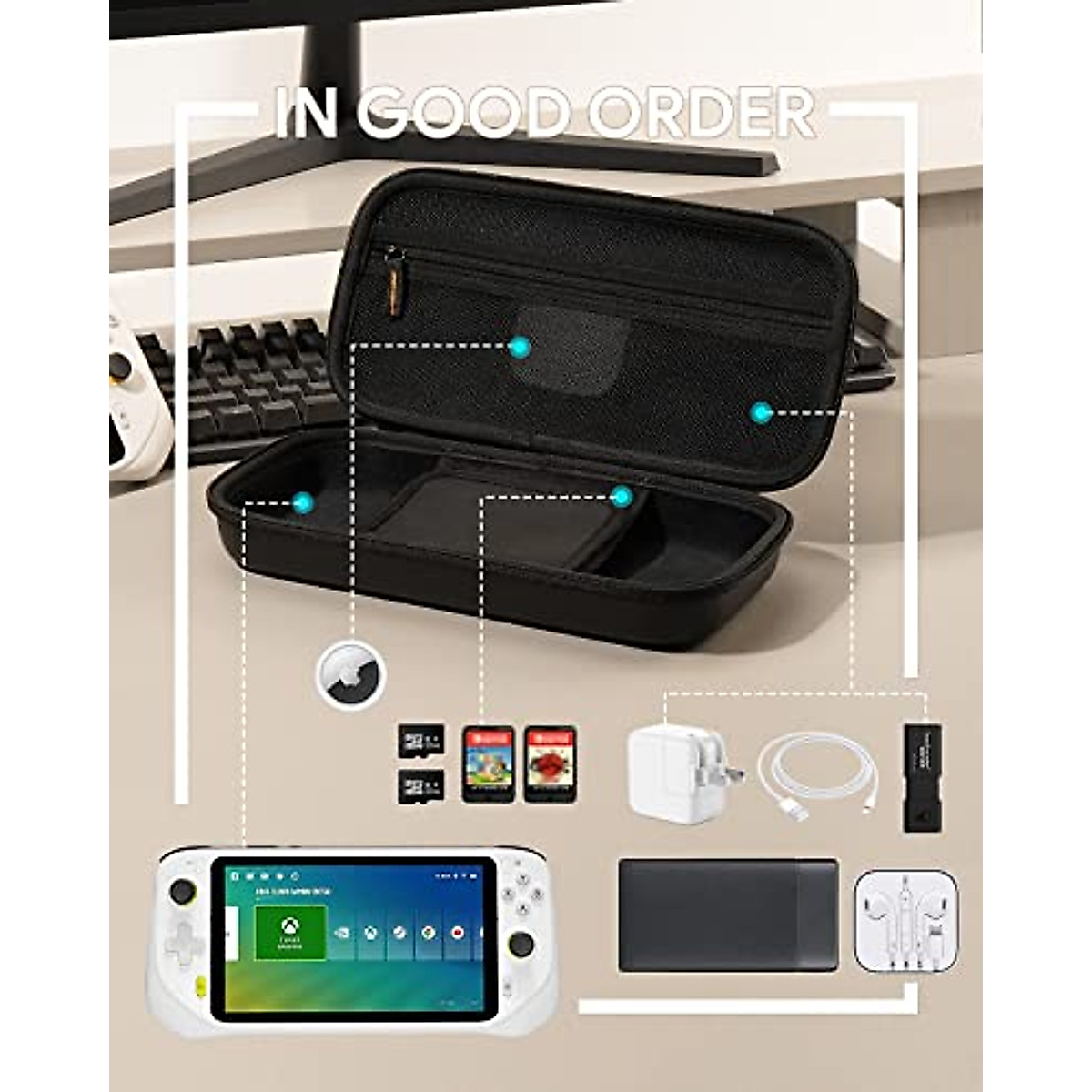 Hard Carrying Case for Logitech G Cloud Gaming Handheld, Waterproof/Protective/Portable/Storage Case