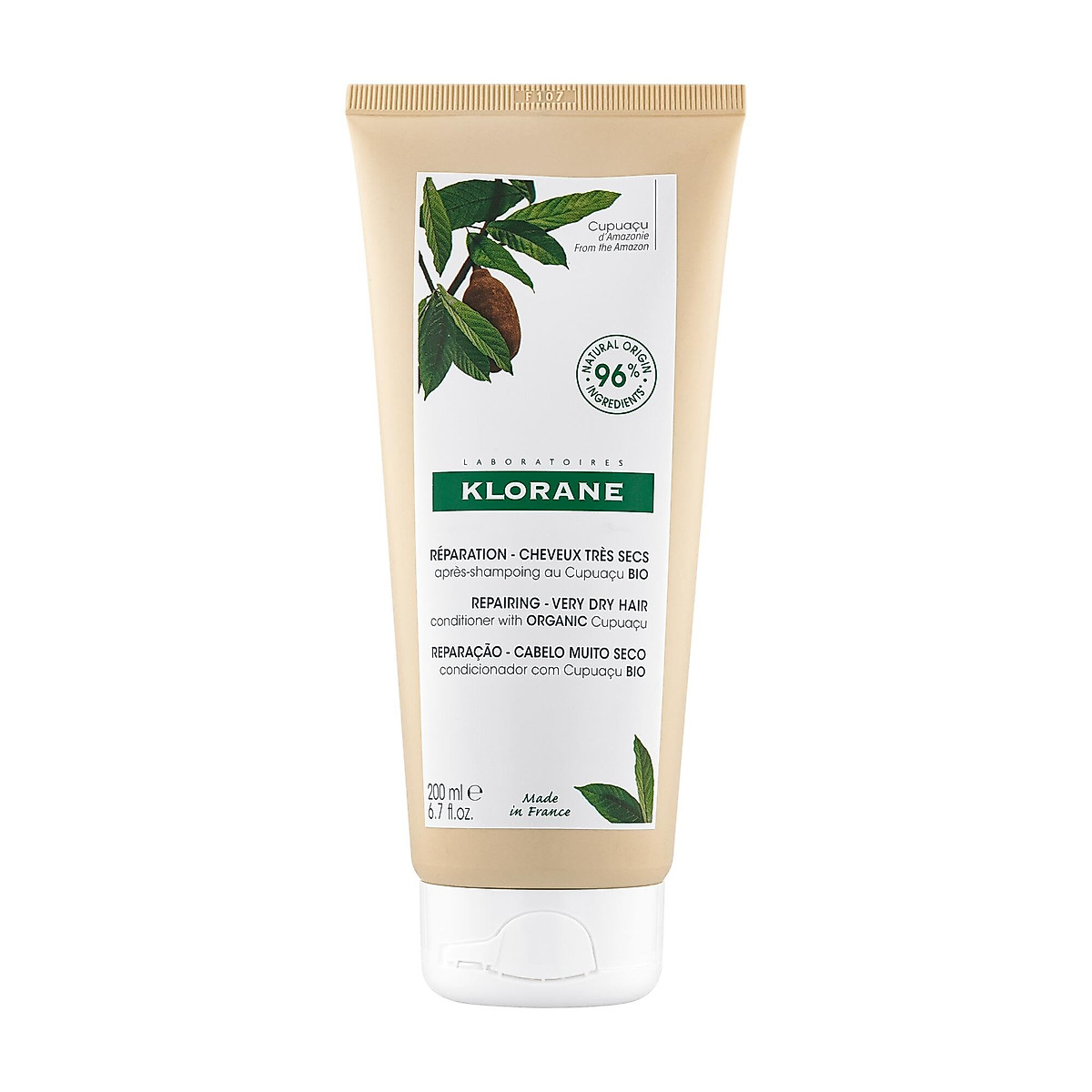 Klorane Conditioner with Organic Cupuaçu Butter, Nourishing & Repairing for Very Dry Damaged Hair, SLS/SLES-Free, Biodegradable, 6.7 fl. oz.