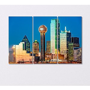 Dallas Skyline at Sunset USA Canvas Print 1 Panel / 36x24 inches