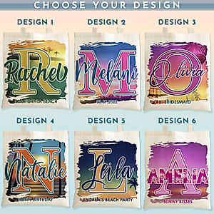 Zexpa Personalized Summer Tote Bag for Women w/Name-Text - 6 Design - Customized Initial Name Beach Tote Bags Gifts for the Vocation - Customizable Canvas Purses Shoulder Bag Custom Totes Bag Girl C2