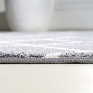 JONATHAN Y SEU101F-5 Tumbling Blocks Modern Geometric Indoor Area-Rug Contemporary Casual Easy-Cleaning Bedroom Kitchen Living Room Non Shedding, 5 X 8, Gray/White