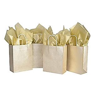 UNIQOOO 100 Sheets Metallic Gold Foil Gift Tissue Paper Bulk, Recyclable Durable for Gift Bags Box Gift Wrapping DIY Craft, Wedding Birthday Party Favor Decor, Shredded Filler, Pinata, 20X14in