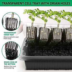 YAUNGEL Seed Starting Trays, XL Thicken Seed Starter Tray Kit with Humidity Dome Durable Growing Trays for Greenhouse & Gardens, 4 Pack 160 Cells, Black