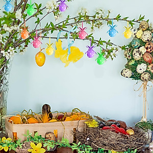 30PCS Large Easter Hanging Eggs-2 Inch Foam Easter Egg with Rabbit-Painted Hanging Ornaments for Easter Party Spring Home Garden Decoration (Gray Bunny-Large)