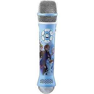 eKids Disney Frozen 2 Bluetooth Karaoke Microphone with LED Disco Party Lights, Portable Speaker Compatible with Siri Google Assistant, for Fans of Frozen Toys and Gifts