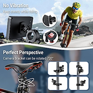 FEISIKE Handlebar Bike Mirror, Bicycle Rear View camera with 4.3'' HD Night Vision Function, 145° Wide Angle View, Adjustable Rotatable Bracket, Compatible with Bicycle, Mountain, Road Bike