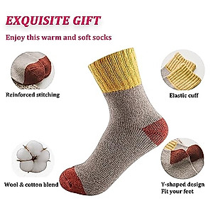 VVtobeYo 5 Pack Wool Socks Womens Winter Soft Warm Cold Knit Wool Crew Socks Thick Cozy Socks Gifts for Women One Size