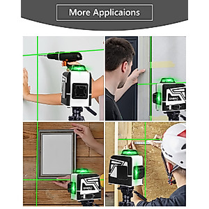 OMMO Laser Level, 8 Lines Green Laser Level Self Leveling Tool, 2 x 360° Green Cross Lines Laser Beams, 150 ft Laser Level with One Horizontal and One Vertical Line for Construction Picture Hanging