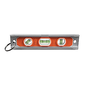 Klein Tools 9319RETT Level, 9-Inch Magnetic Aluminum Torpedo Level with 0/45/90 Degree Vials and V-groove, Tapered Nose