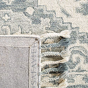 SAFAVIEH Aspen Collection 7' Square Grey / Light Grey APN122A Handmade Boho Braided Tassel Wool Area Rug