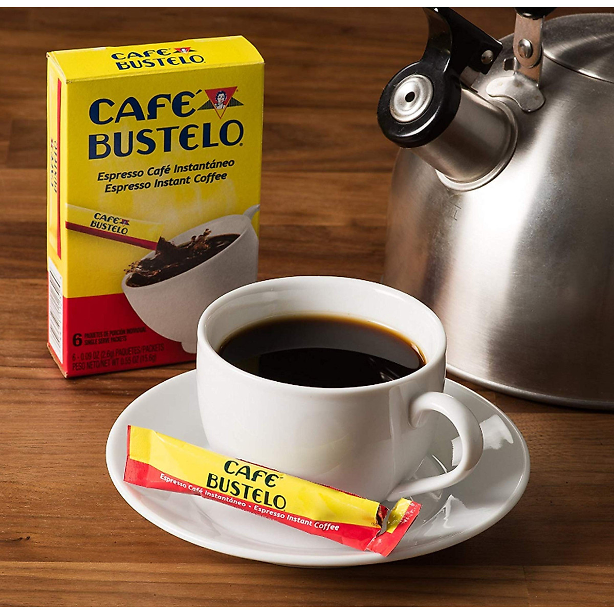 Café Bustelo Espresso Style Dark Roast Instant Coffee, 6 Count (Pack of 12)