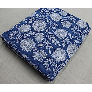 India Hand Block Printed Fabric Cotton Jaipuri Dress Fabric 5 Yard Multi Use Kurti and Long Dress Fabric