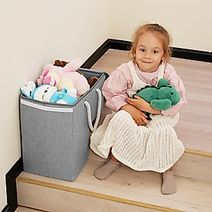 ASENSS Stair Basket, Foldable Storage Basket for Stairs, Stair Baskets for Carpeted Stairs, Wooden Stairs, Thick Linen Basket with Rope Handles, Lid Cover, Stair Organizer Basket