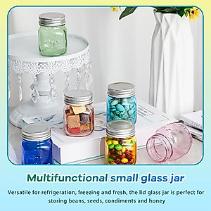 Tessco 36 Pack Small Colored Mason Jars 8oz / 5oz with Lids Canning Jars Glass Jars for Jam Honey Jelly Spice Preserving Candle Meal Prep DIY Pickling Jars (5 oz)