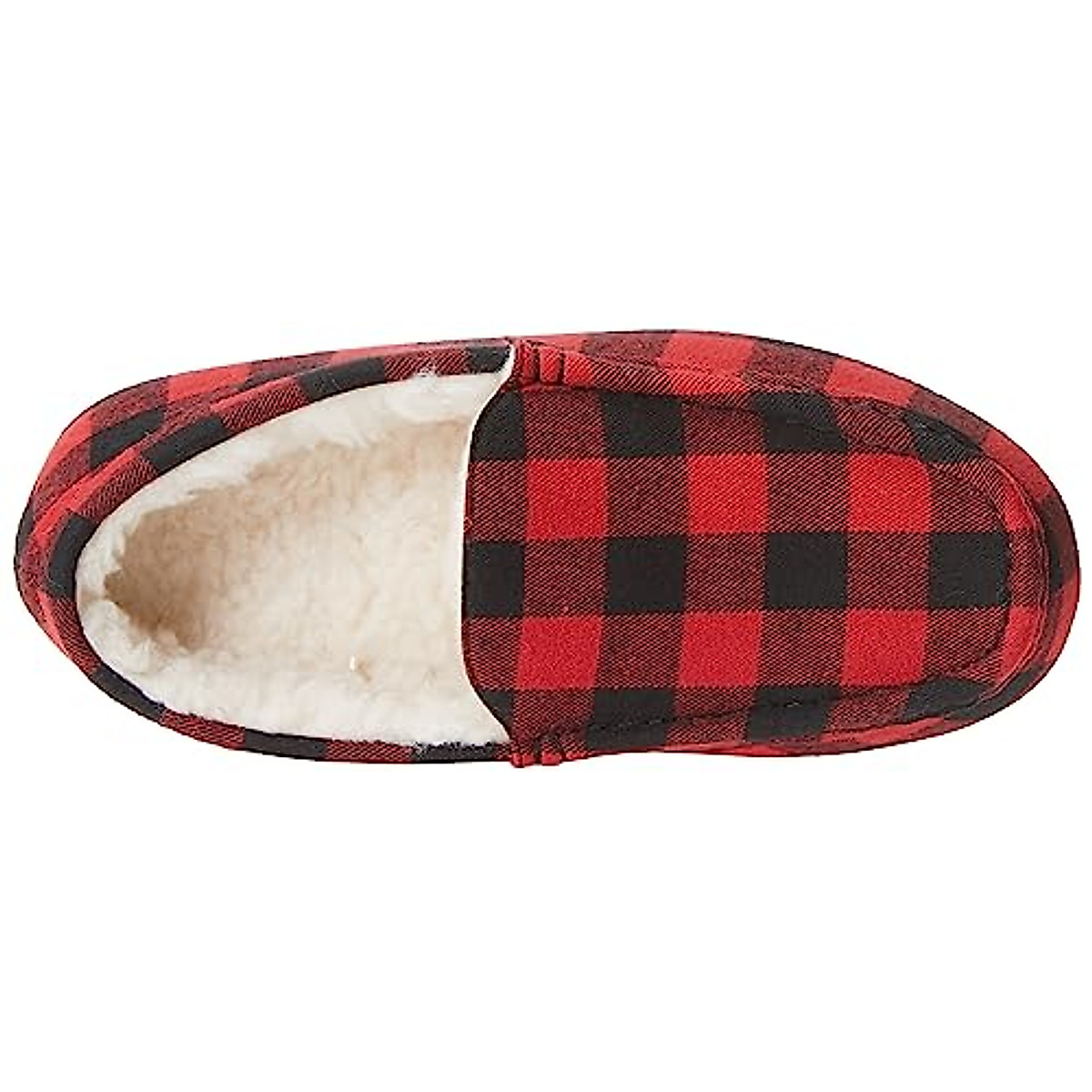 Amazon Essentials Men's Moccasin Slipper, Black Red Buffalo Check, 13