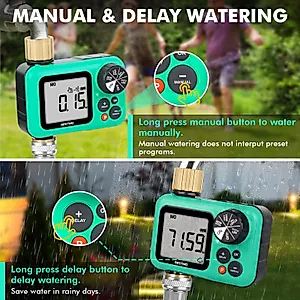 RESTMO Sprinkler Timer with Brass Inlet & Outlet, 3 Separate Programs Hose Timer, Programmable Water Timer for Garden Hose, Manual | Rain Delay | Automatic Watering System for Drip Irrigation and Lawn