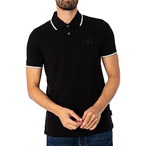 A|X Armani Exchange Men's Short Sleeve Jersey Knit Polo, Black, XL