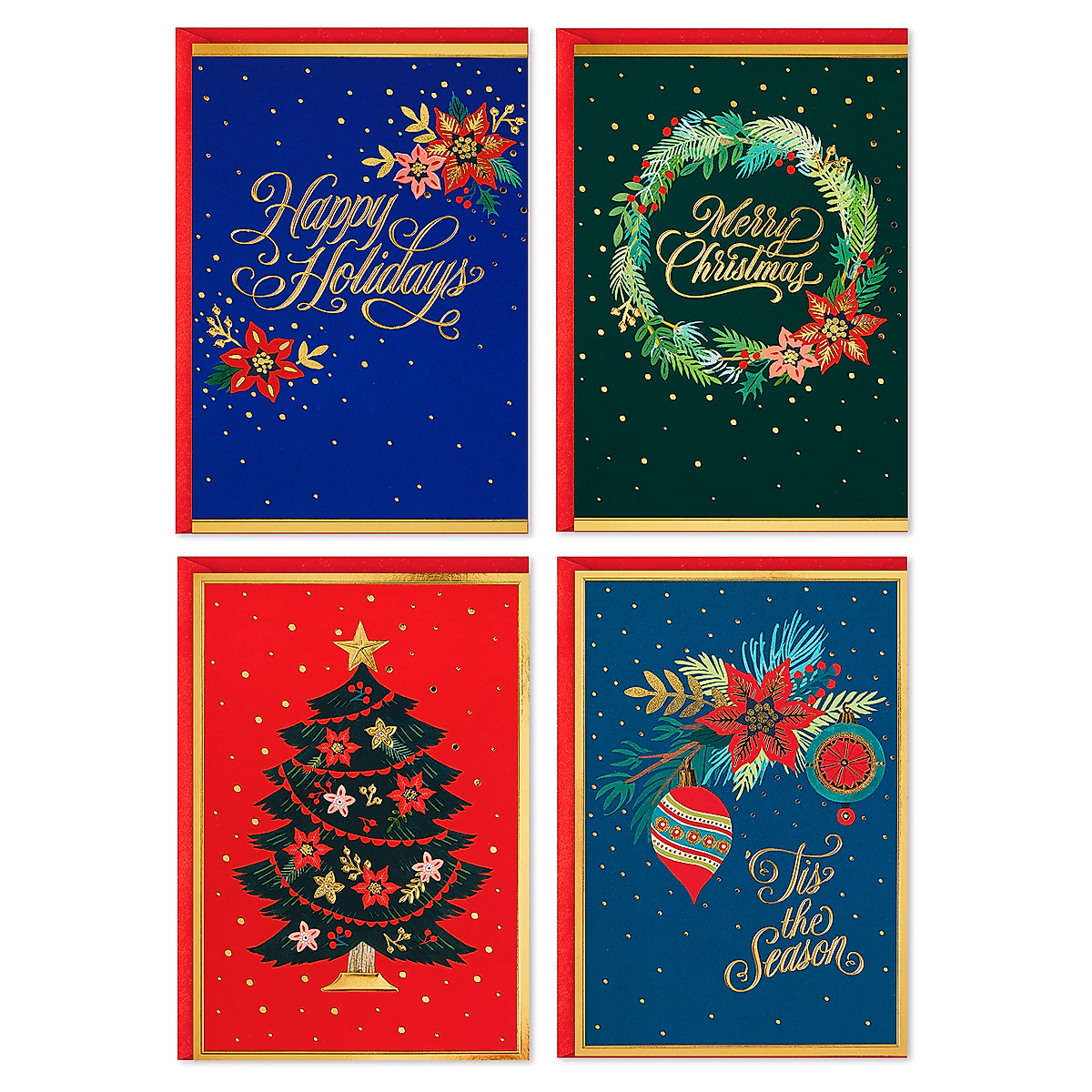 Hallmark Boxed Christmas Cards Assortment, Festive Foil (40 Cards and Envelopes)