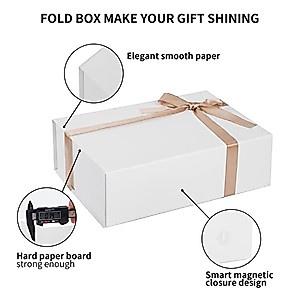 LIFELUM White Gift Box with Lid 8 x 7 x 3 inch Magnetic Gift Box Sturdy Gift Box Bridesmaid Proposal Gift Box for Valentine's Wedding Christmas Birthdays Gift Packging (1 Pcs)