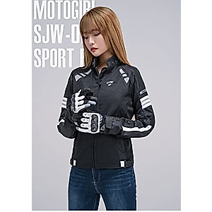 Women's Motorcycle Jacket Summer Breathable Motorbike Moto Jacket Riding Ladies Clothing with removable protective gear (White, XXXL)
