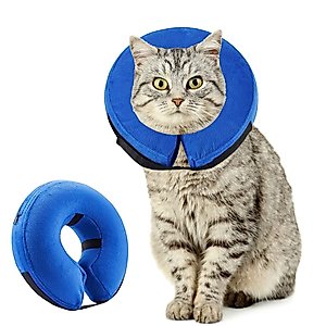 QIYADIN Soft Dog Recovery Collar, Protective Inflatable Pet Cone for Dogs and Cats After Surgery, Prevent Pets from Biting & Scratching (Small)